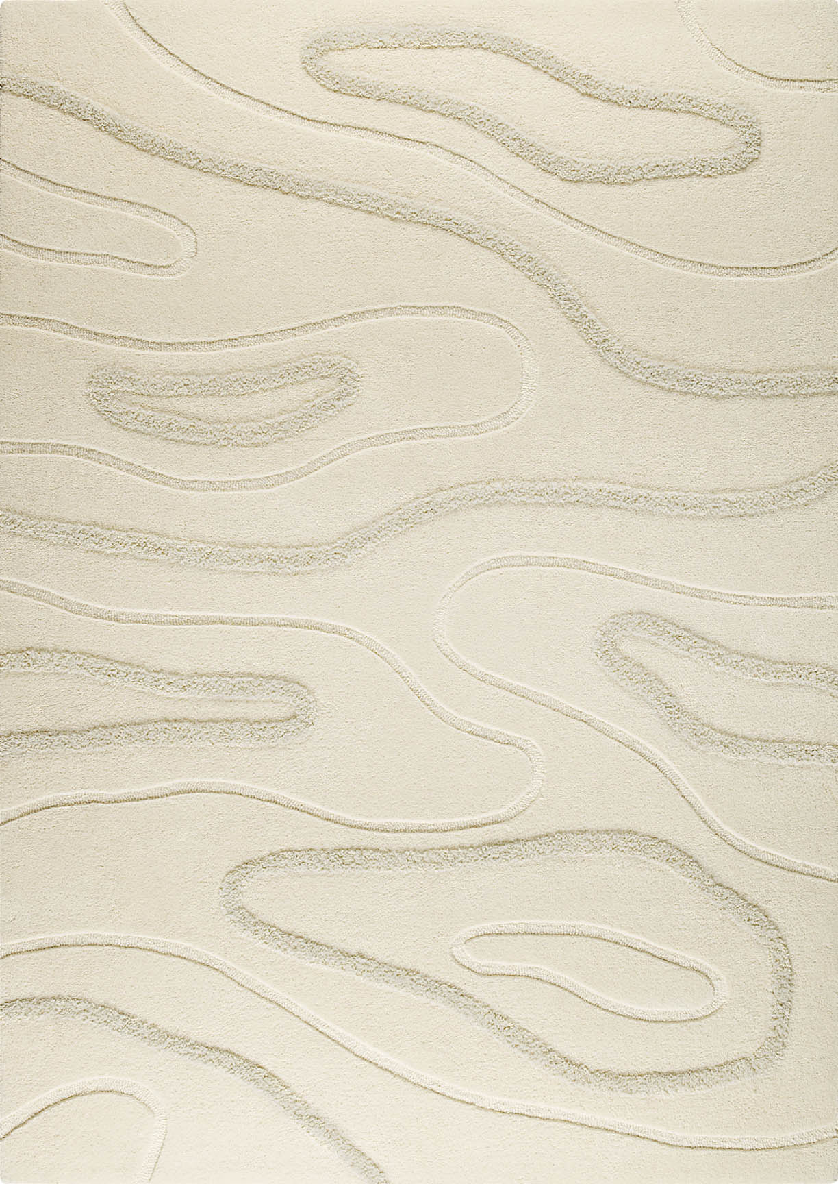 Contemporary Abstract High-Low Blanc Agra White Rug & Carpet