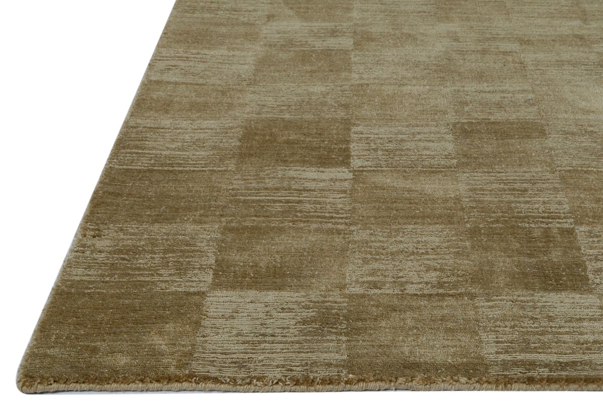 Contemporary Loom Knot Geobox Indoor/Outdoor Gold Rug