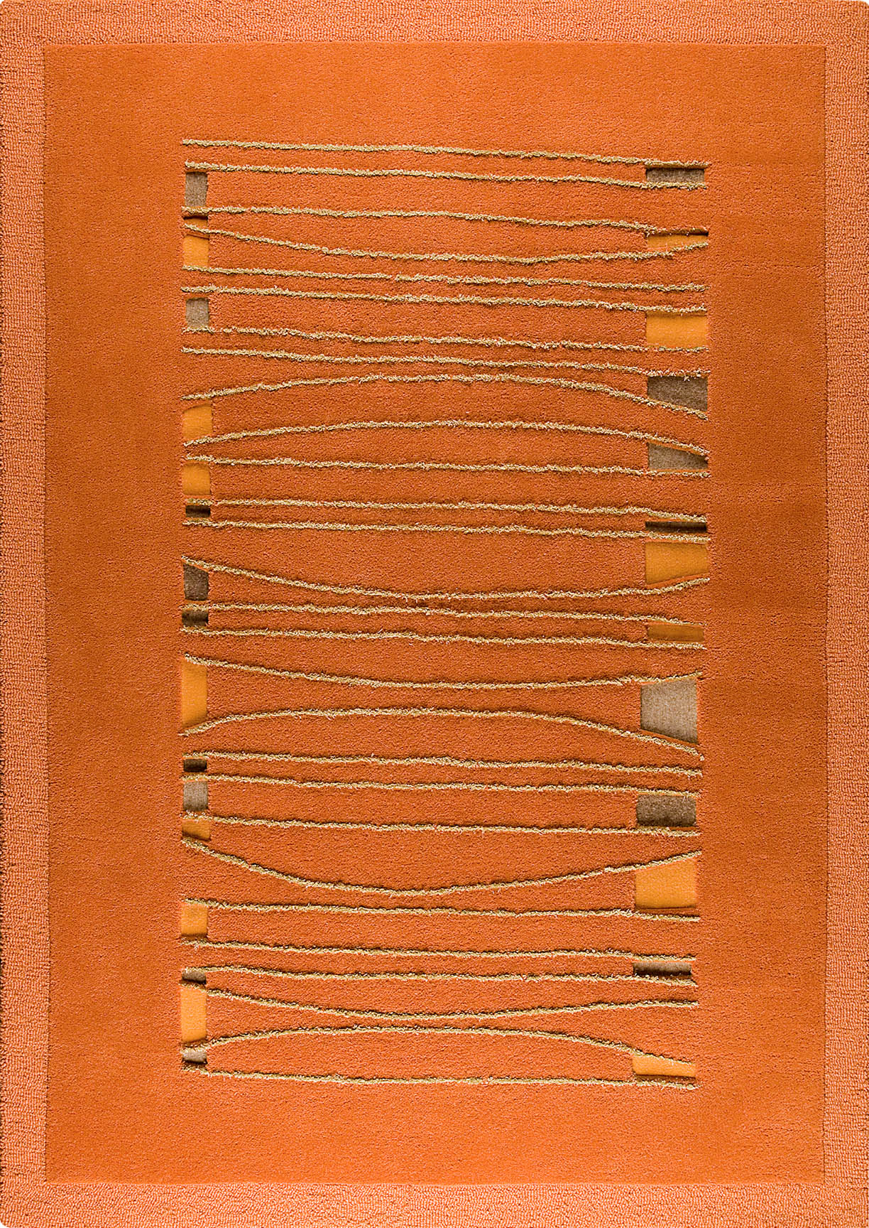 Contemporary Abstract Hand Tufted Orange Area Rug Carpet