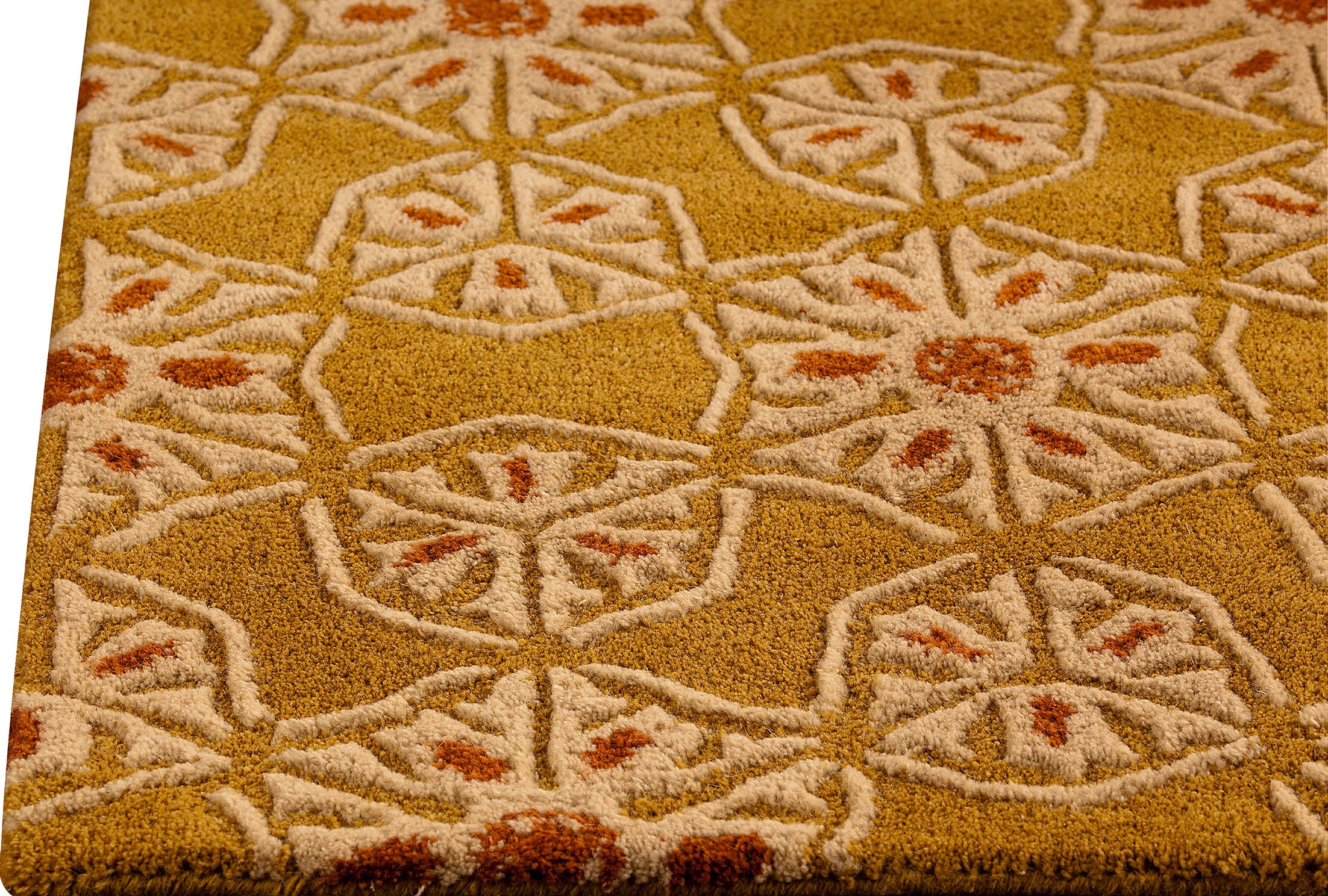 Hand-Tufted Floral Motif Milano Normandie Gold Area Rug