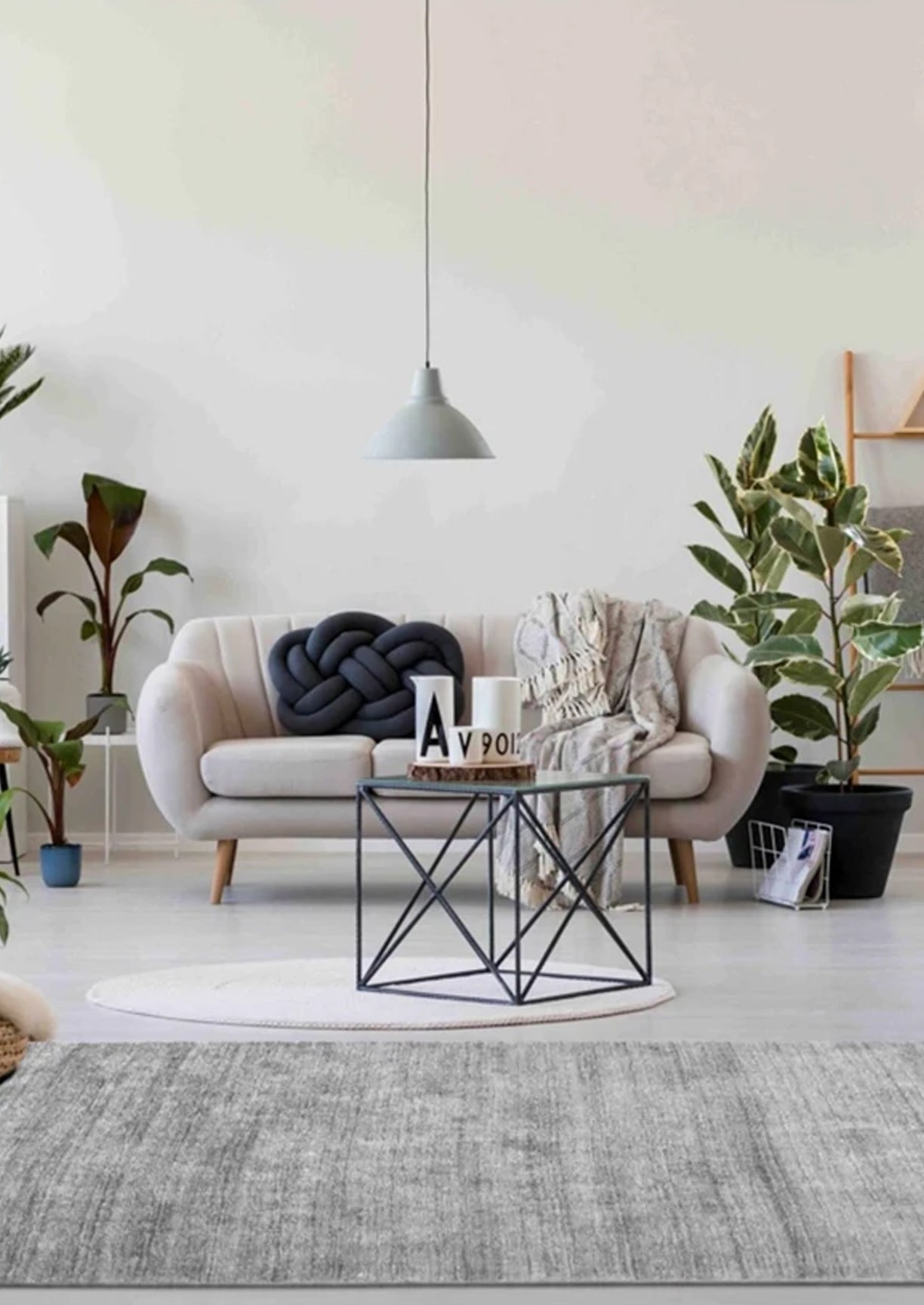 Silky Soft-feel Texture Solid Platinum bamboo Grey Rug